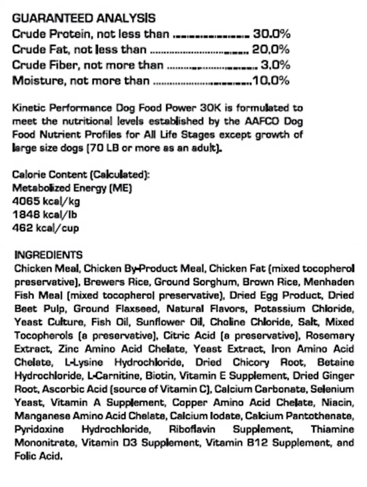 Power 30K – Kinetic Dog Food